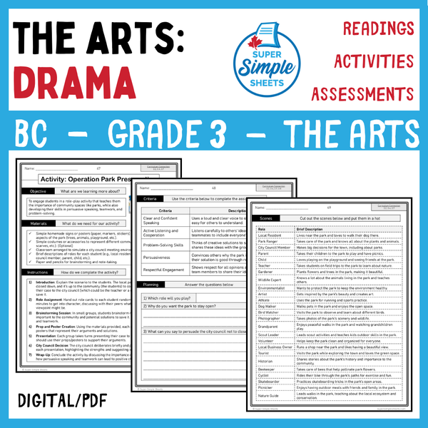BC Arts Education - Grade 3 - Drama Unit – Super Simple Sheets