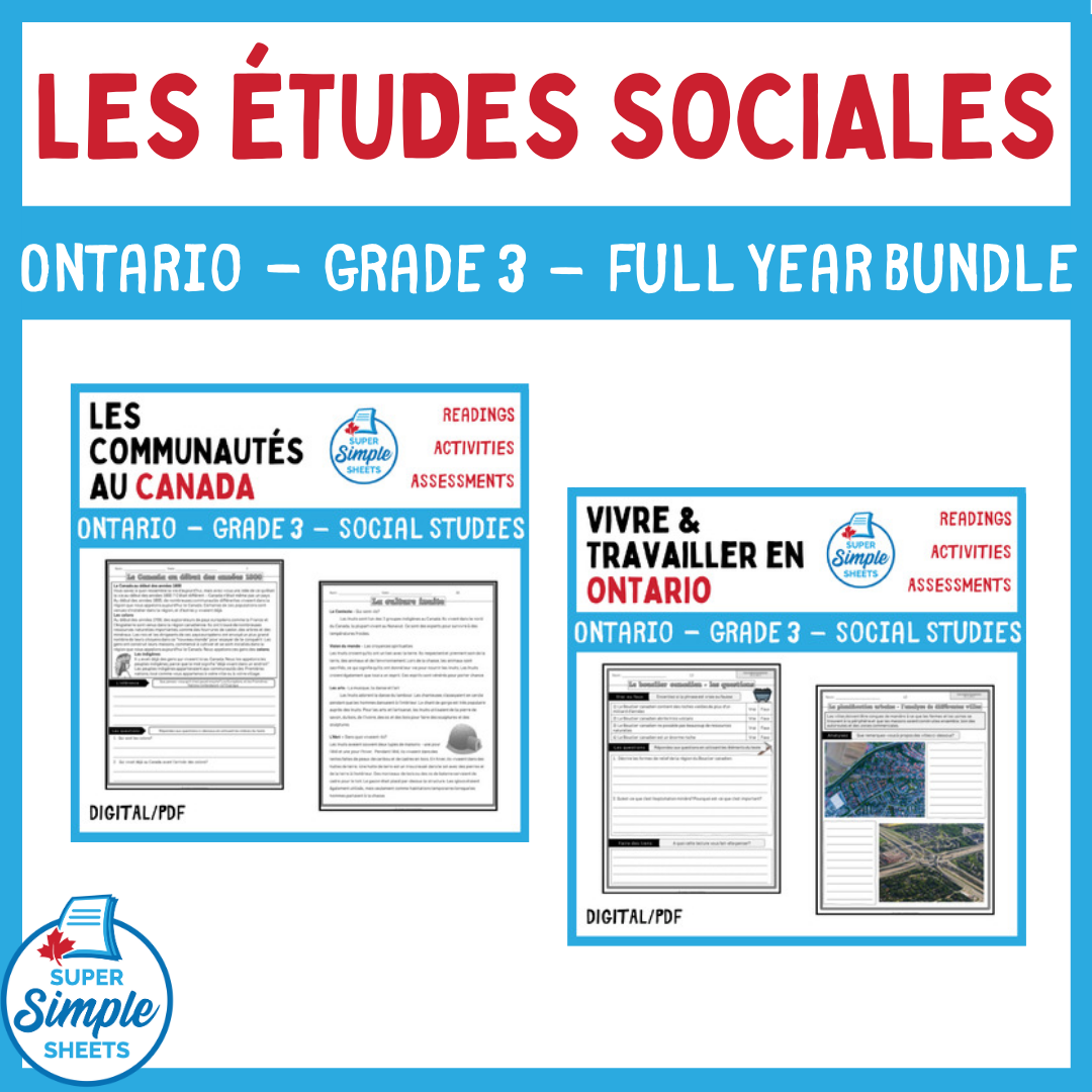 Ontario - Grade 3 - Social Studies - French Version - FULL YEAR BUNDLE ...