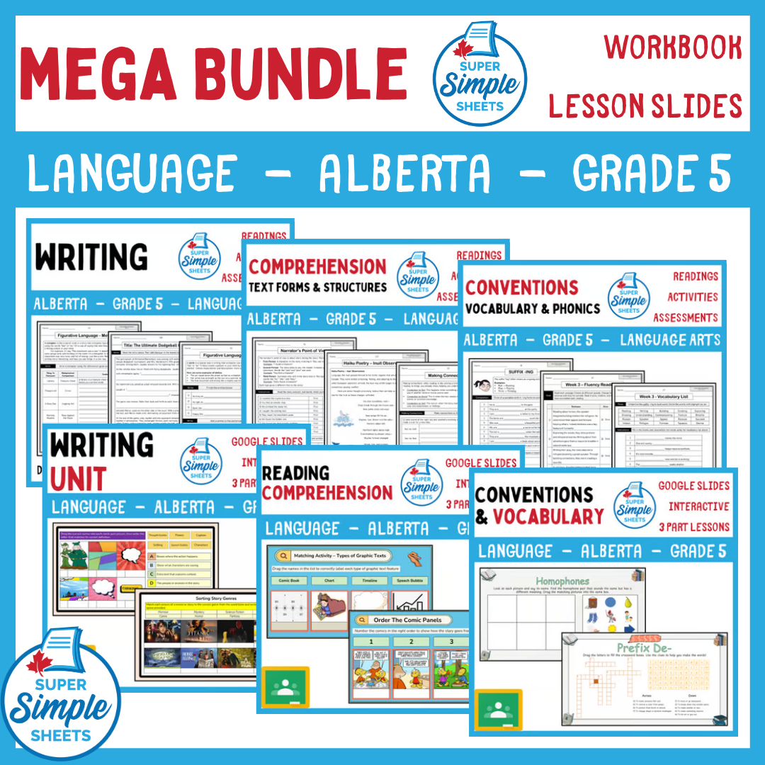 Grade 5 - Alberta Language - Lessons/Workbook Mega Bundle – Super ...