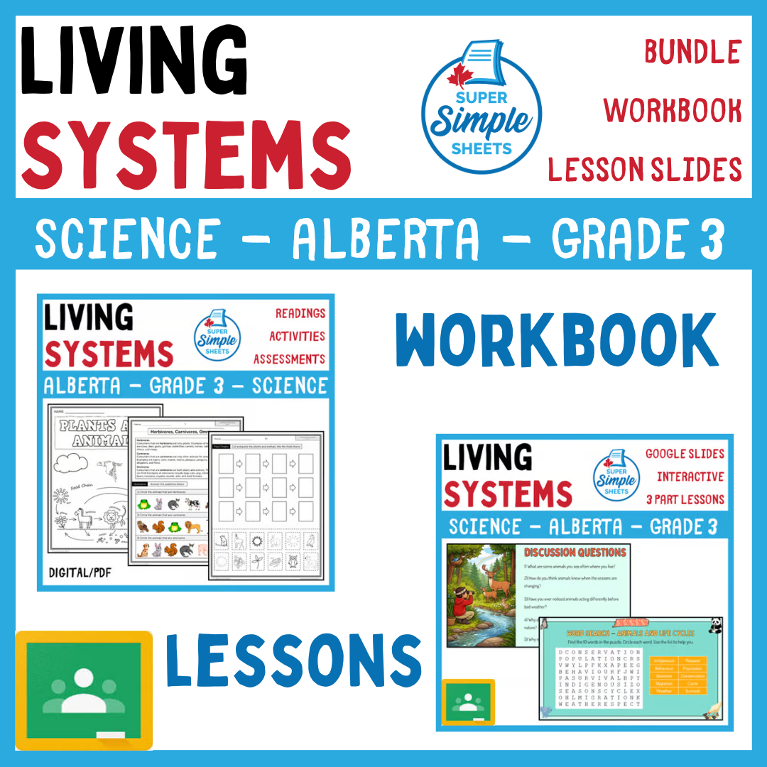 Grade 3 - Living Systems - Alberta Science - Lesson/Workbook Bundle ...