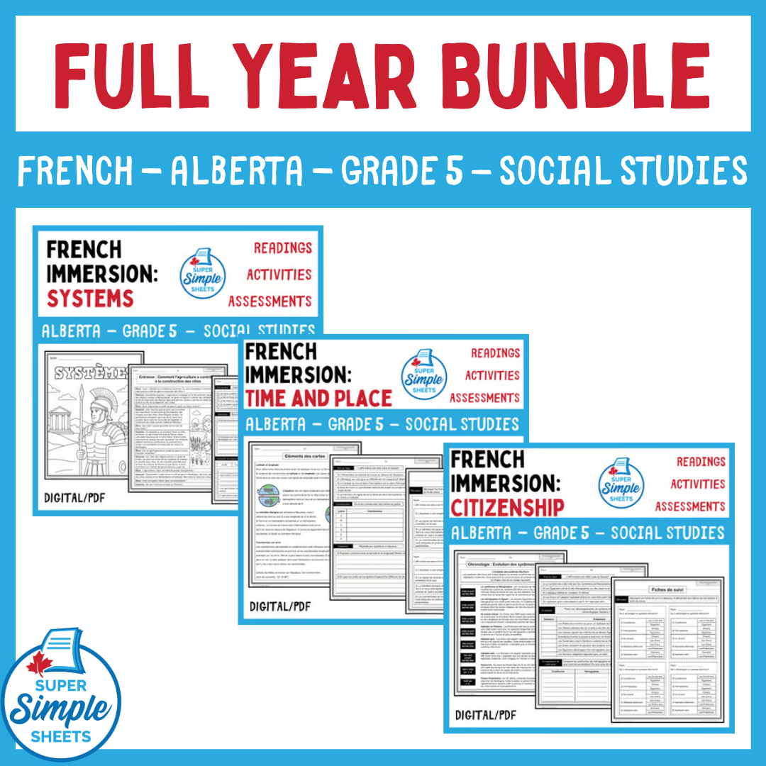 Grade 5 - Alberta Social Studies - French Immersion - FULL YEAR BUNDLE ...