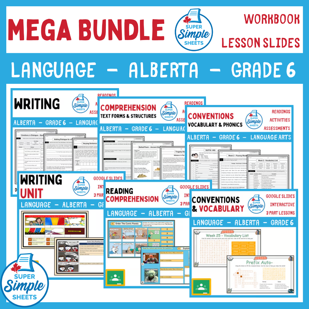 Grade 6 - Alberta Language - Lessons/Workbook Mega Bundle – Super ...