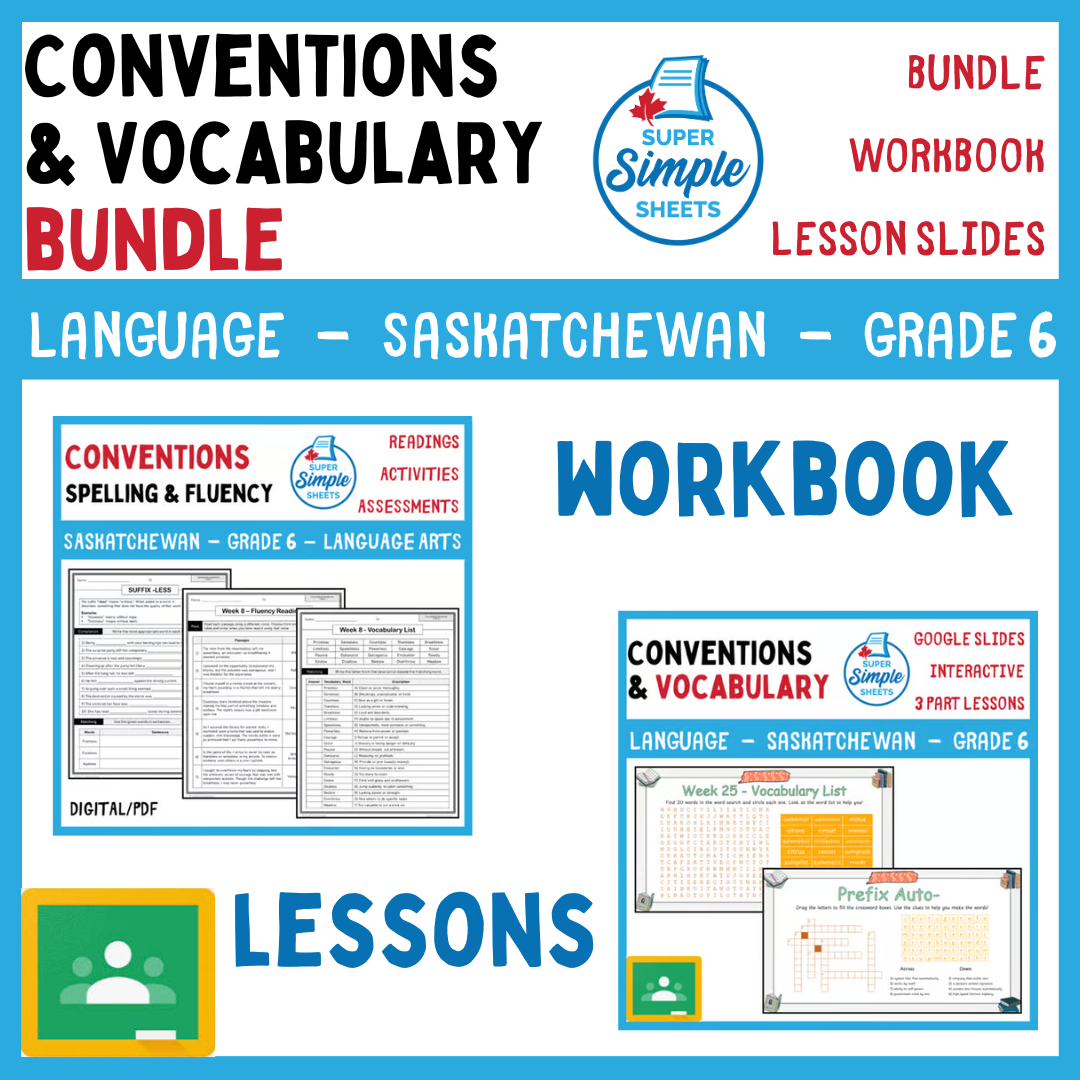 Grade 6 - Conventions & Vocabulary - Saskatchewan Language - Lesson/Wo ...