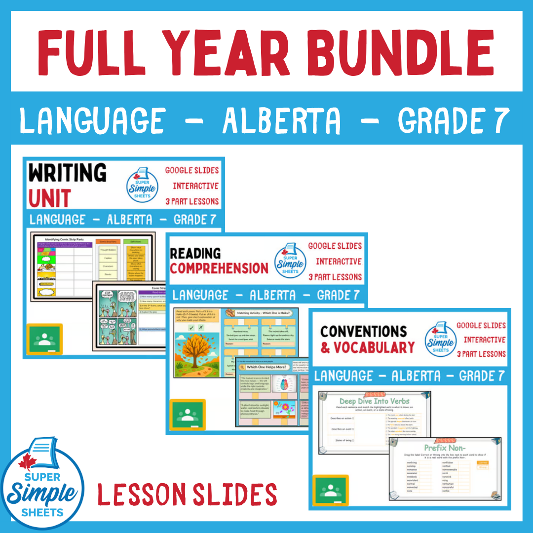 Grade 7 - Alberta Language - Google Lesson Slides - Full Year Bundle ...