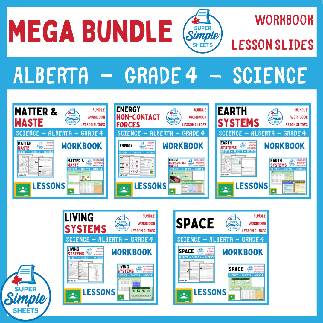 Grade 4 - Alberta Science - Lessons/Workbook Mega Bundle – Super Simple ...