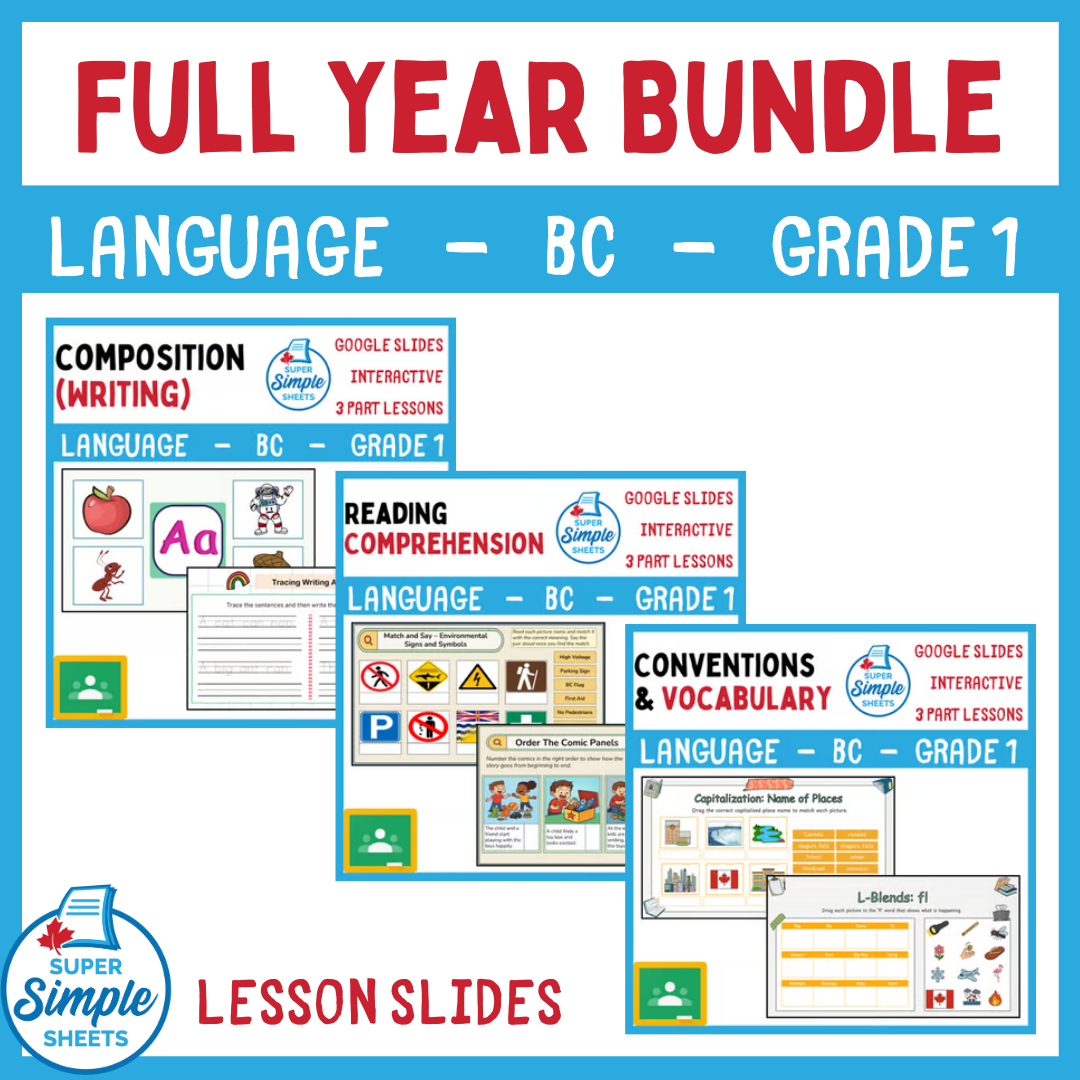Grade 1 - BC Language - Google Lesson Slides - Full Year Bundle – Super ...
