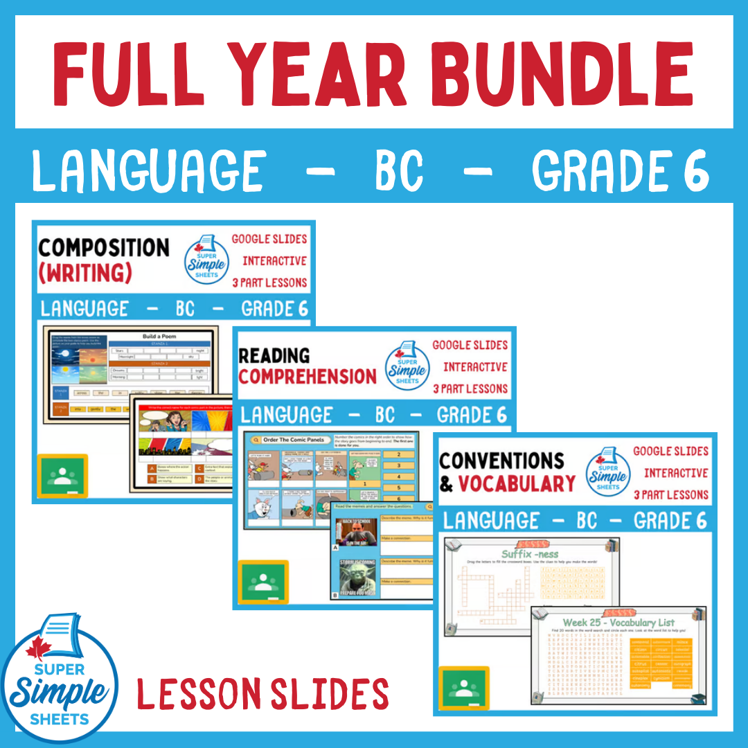 Grade 6 - BC Language - Google Lesson Slides - Full Year Bundle – Super ...