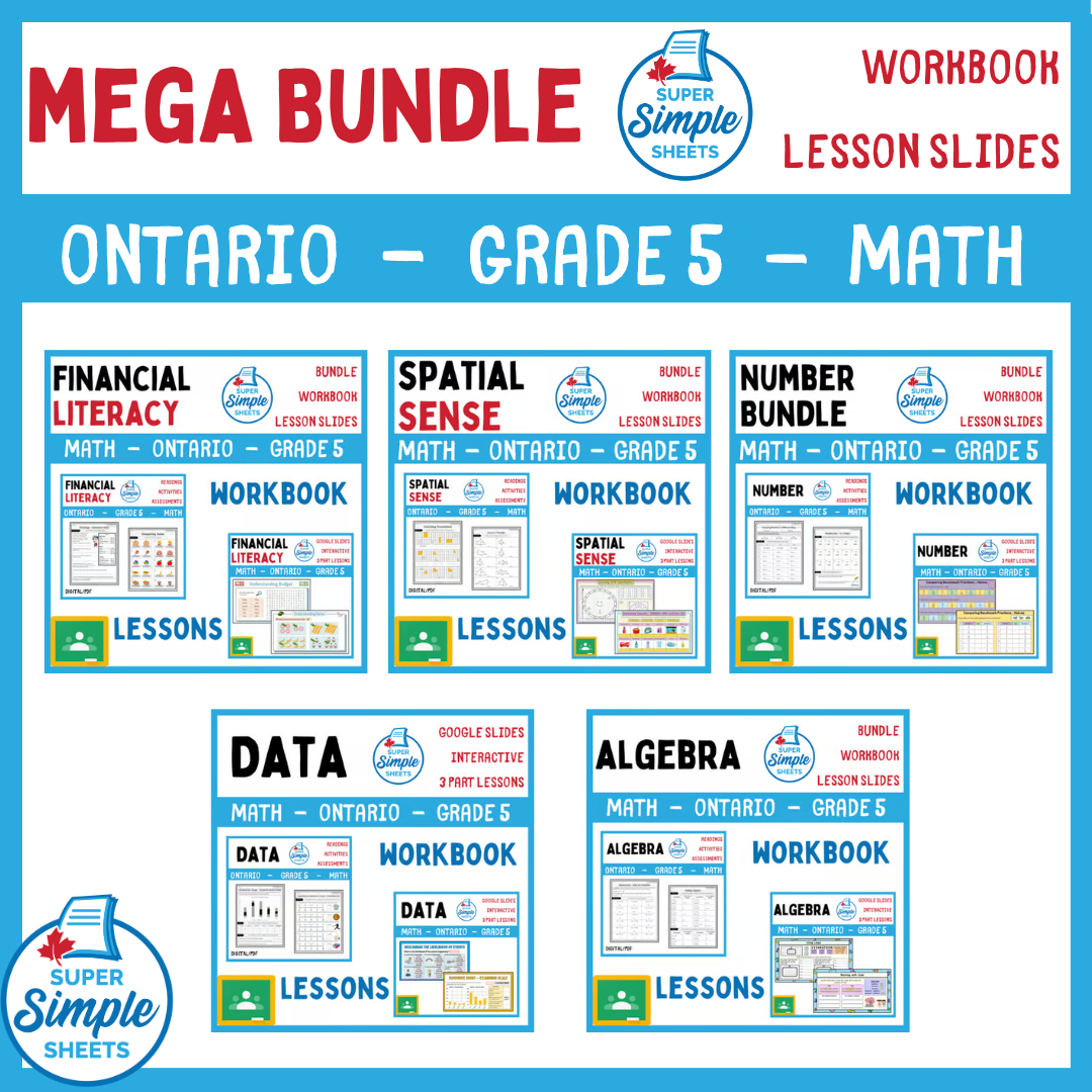 Grade 5 - Ontario Math - Lessons/Workbook Mega Bundle – Super Simple Sheets