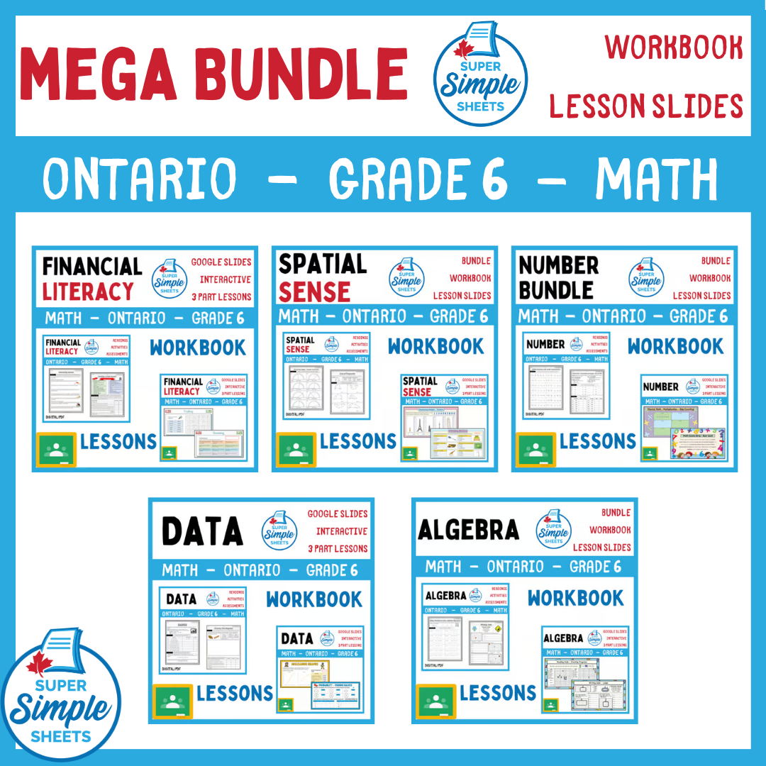 Grade 6 - Ontario Math - Lessons/Workbook Mega Bundle – Super Simple Sheets