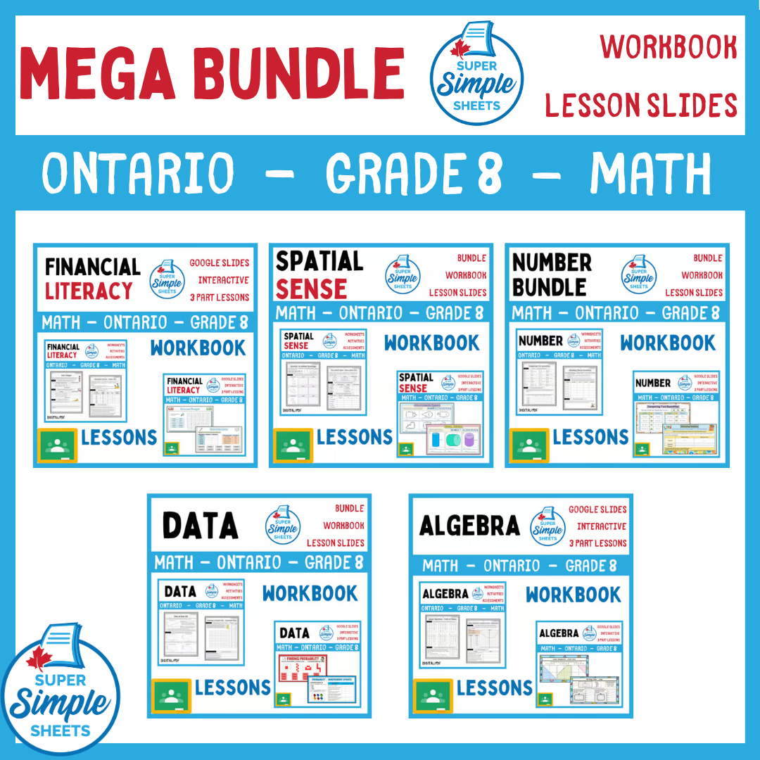 Grade 8 - Ontario Math - Lessons/Workbook Mega Bundle – Super Simple Sheets