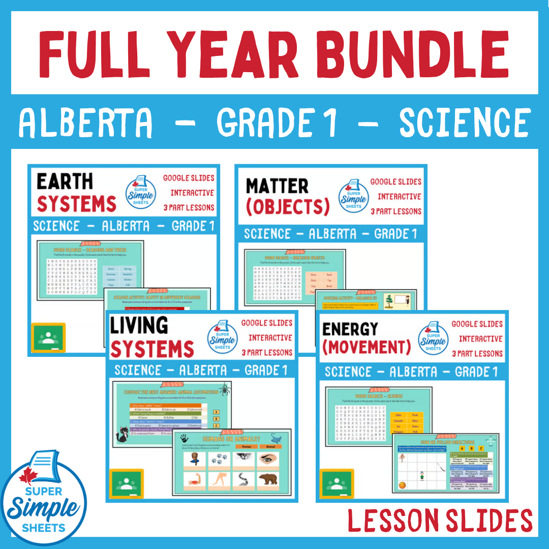 Grade 1 - Alberta Science - Google Lesson Slides - Full Year Bundle ...