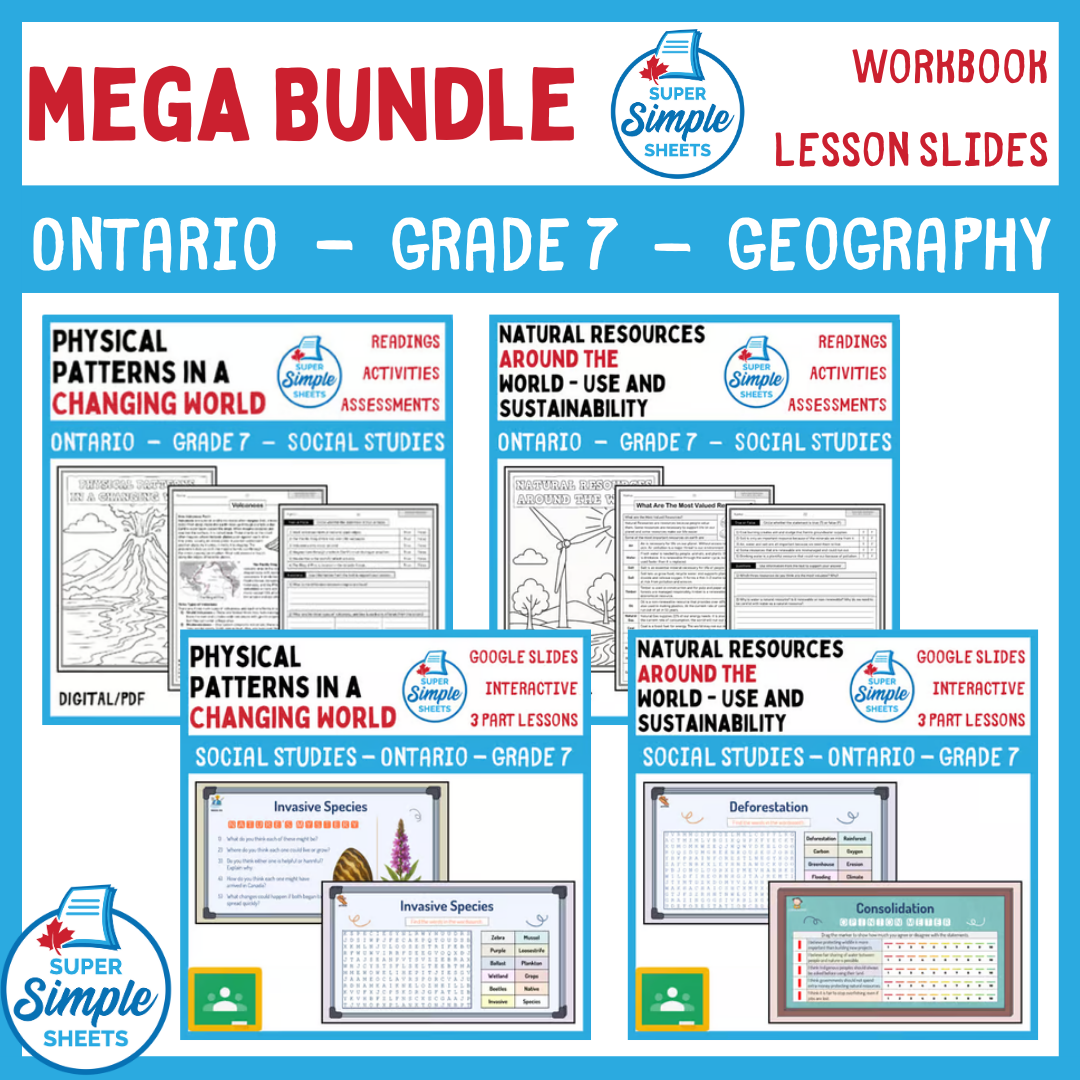 Grade 7 - Ontario Geography - Lessons/Workbook Mega Bundle – Super ...