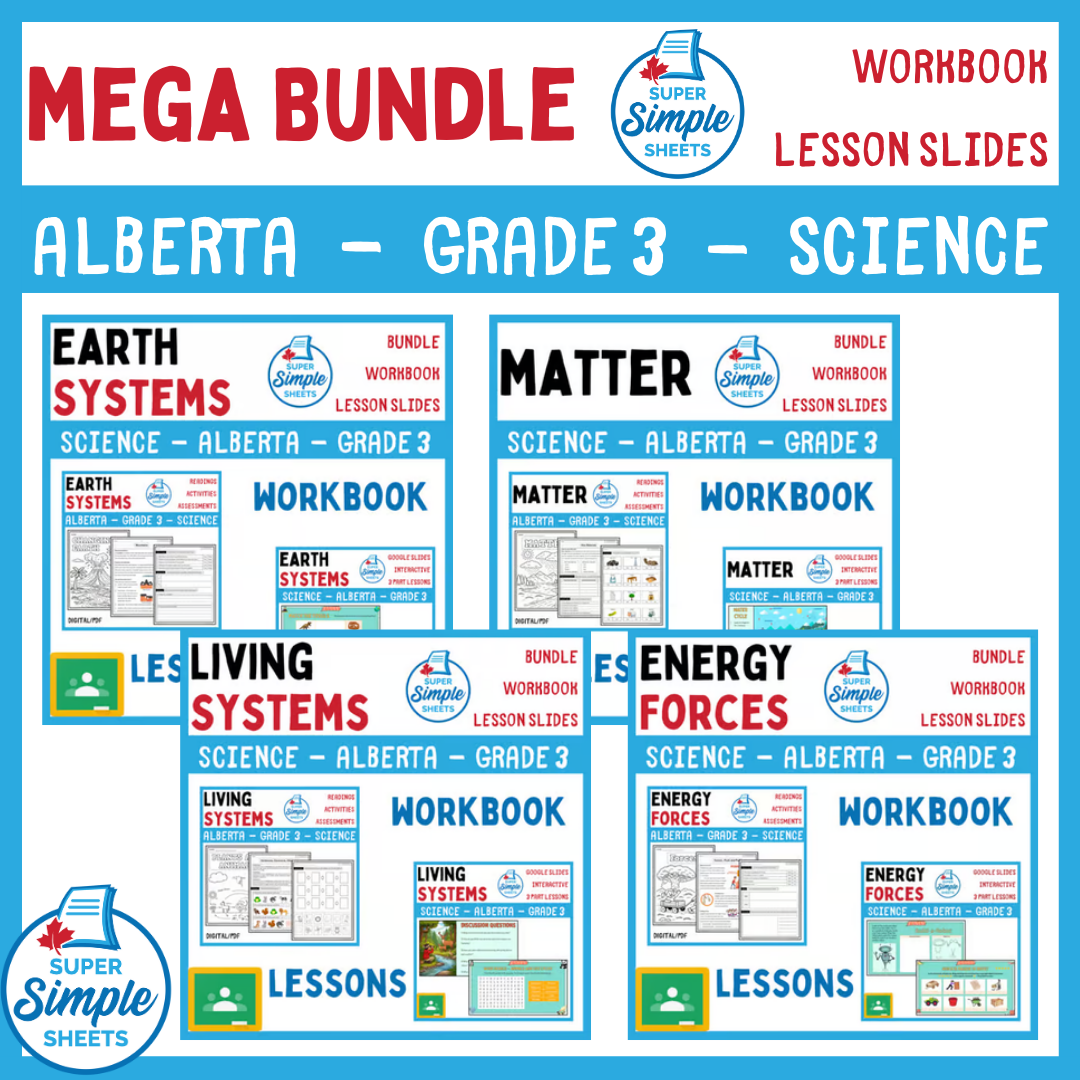 Grade 3 - Alberta Science - Lessons/Workbook Mega Bundle – Super Simple ...