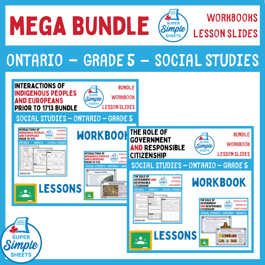 Grade 5 - Ontario Social Studies - Lessons/Workbook Mega Bundle – Super ...