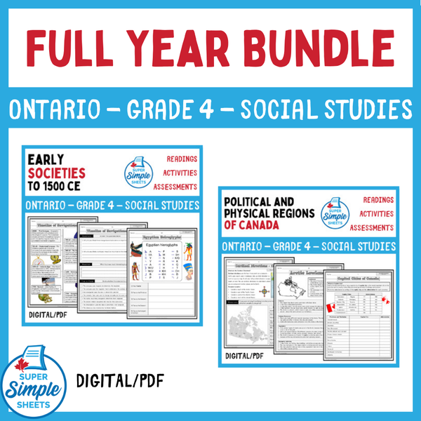 Ontario - Grade 4 - Social Studies - FULL YEAR BUNDLE - NEWLY UPDATED ...