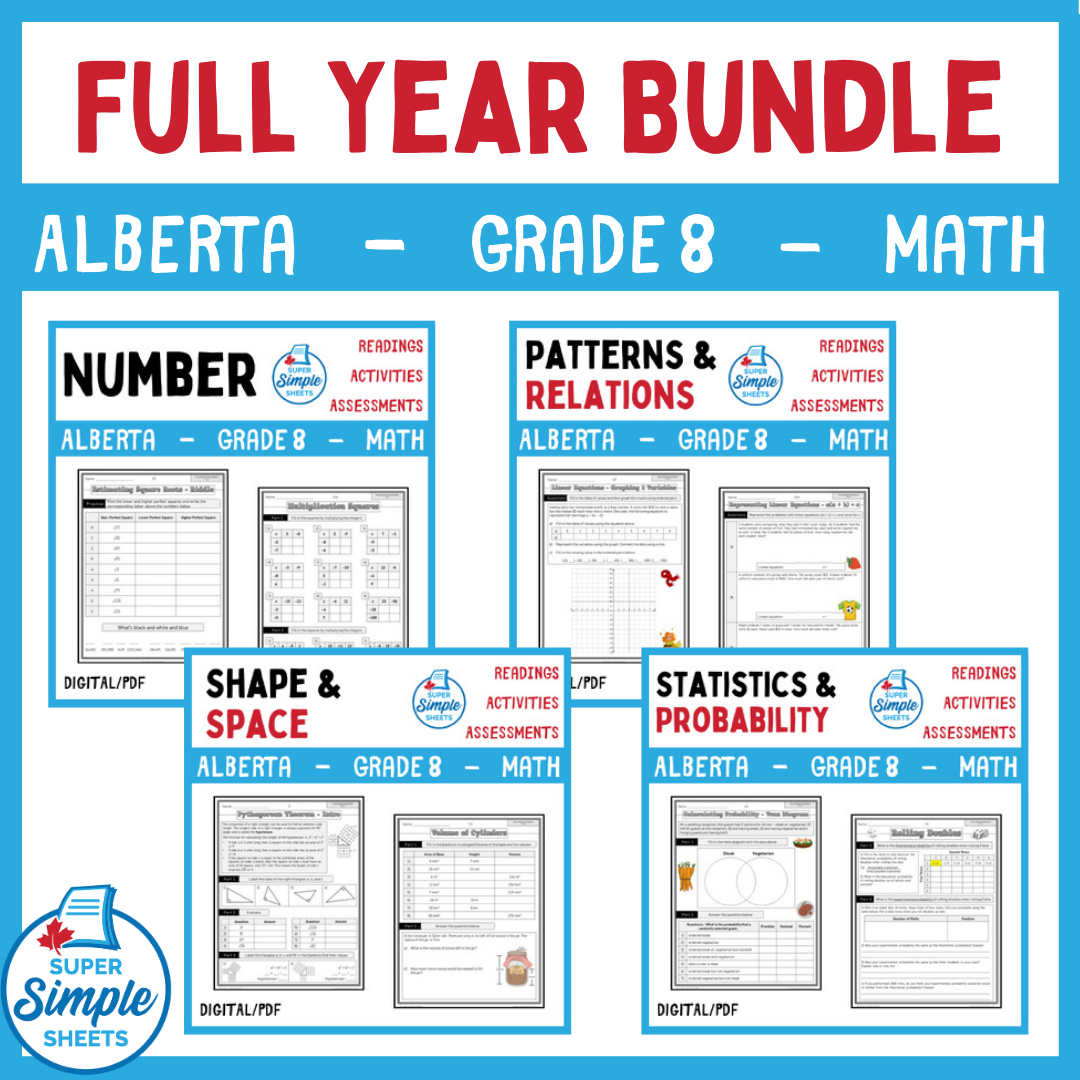 Alberta Grade 8 Full Year Bundle - Math - GOOGLE AND PDF – Super Simple ...