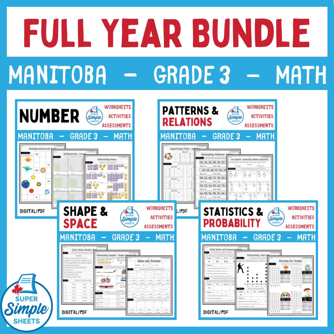 Grade 3 - Manitoba Math - Full Year Bundle – Super Simple Sheets