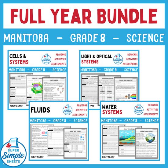 Science - Manitoba Grade 8 - FULL YEAR BUNDLE – Super Simple Sheets