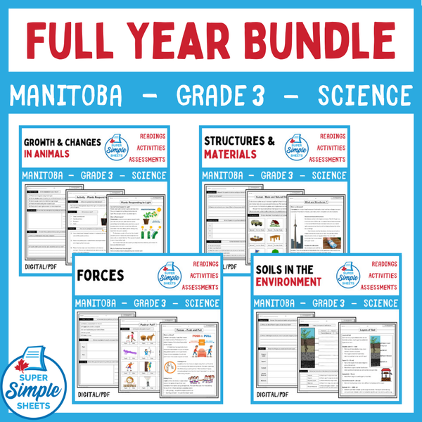 Science - Manitoba Grade 3 - Full Year Bundle - Clusters 1, 2, 3, 4 ...