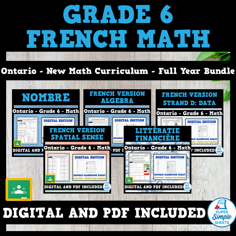 Grade 6 - Full Year Math Bundle - Ontario 2020 Curriculum - FRENCH VER ...