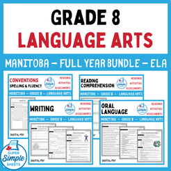 Manitoba Grade 8 Language Arts ELA - FULL YEAR BUNDLE – Super Simple Sheets