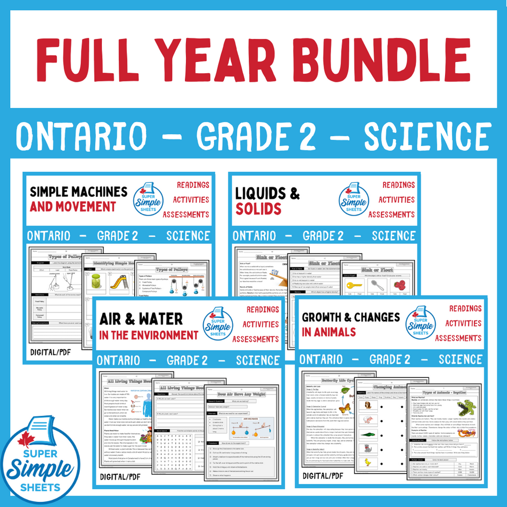 NEW 2022 Curriculum! Ontario Grade 2 Science Bundle - FULL YEAR BUNDLE ...