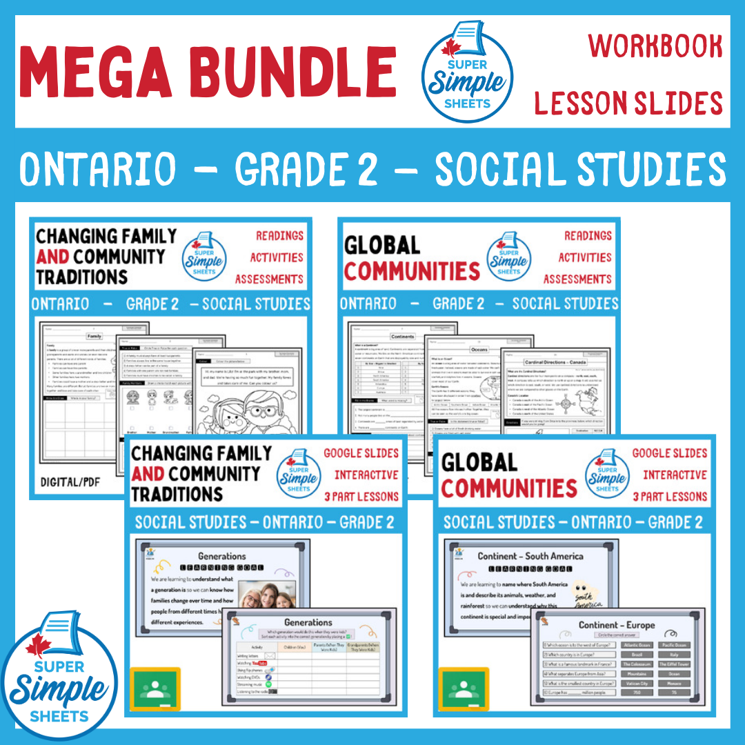 Ontario - Grade 2 - Social Studies - Lessons/Workbook Mega Bundle ...