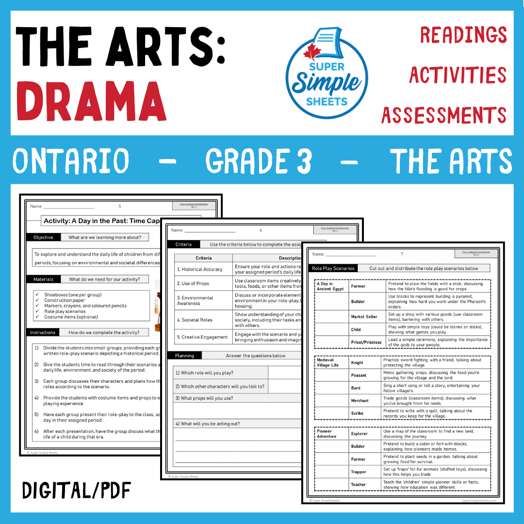 Ontario Arts Curriculum Grade 3 - Drama - Full Year Unit – Super Simple ...