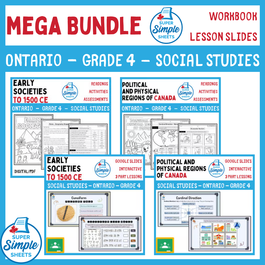 Ontario - Grade 4 - Social Studies - Lessons/Workbook Mega Bundle ...