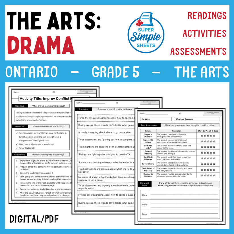 Ontario Arts Curriculum Grade 5 - Drama - Full Year Unit – Super Simple ...