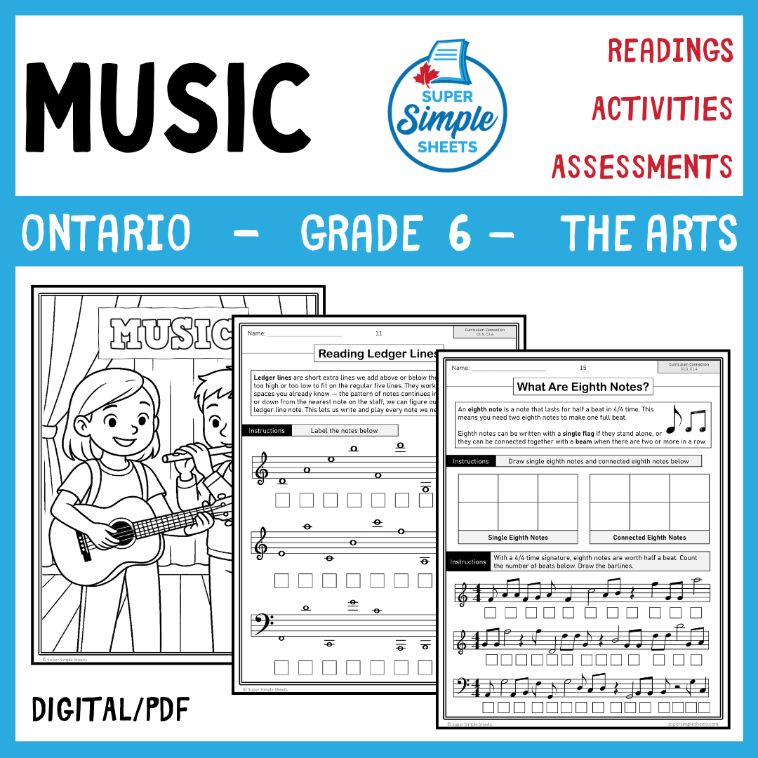 Grade 6 - Music Unit - Ontario Arts Curriculum – Super Simple Sheets