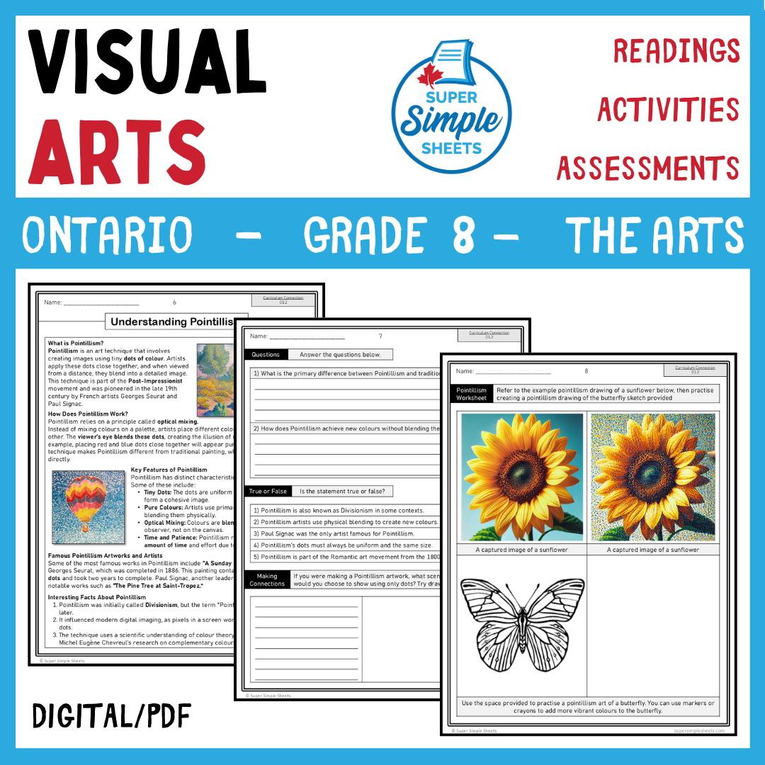 Ontario Arts Curriculum Grade 8 - Visual Arts – Super Simple Sheets