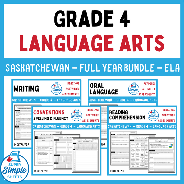 Saskatchewan – Tagged "Grade 4" – Super Simple Sheets