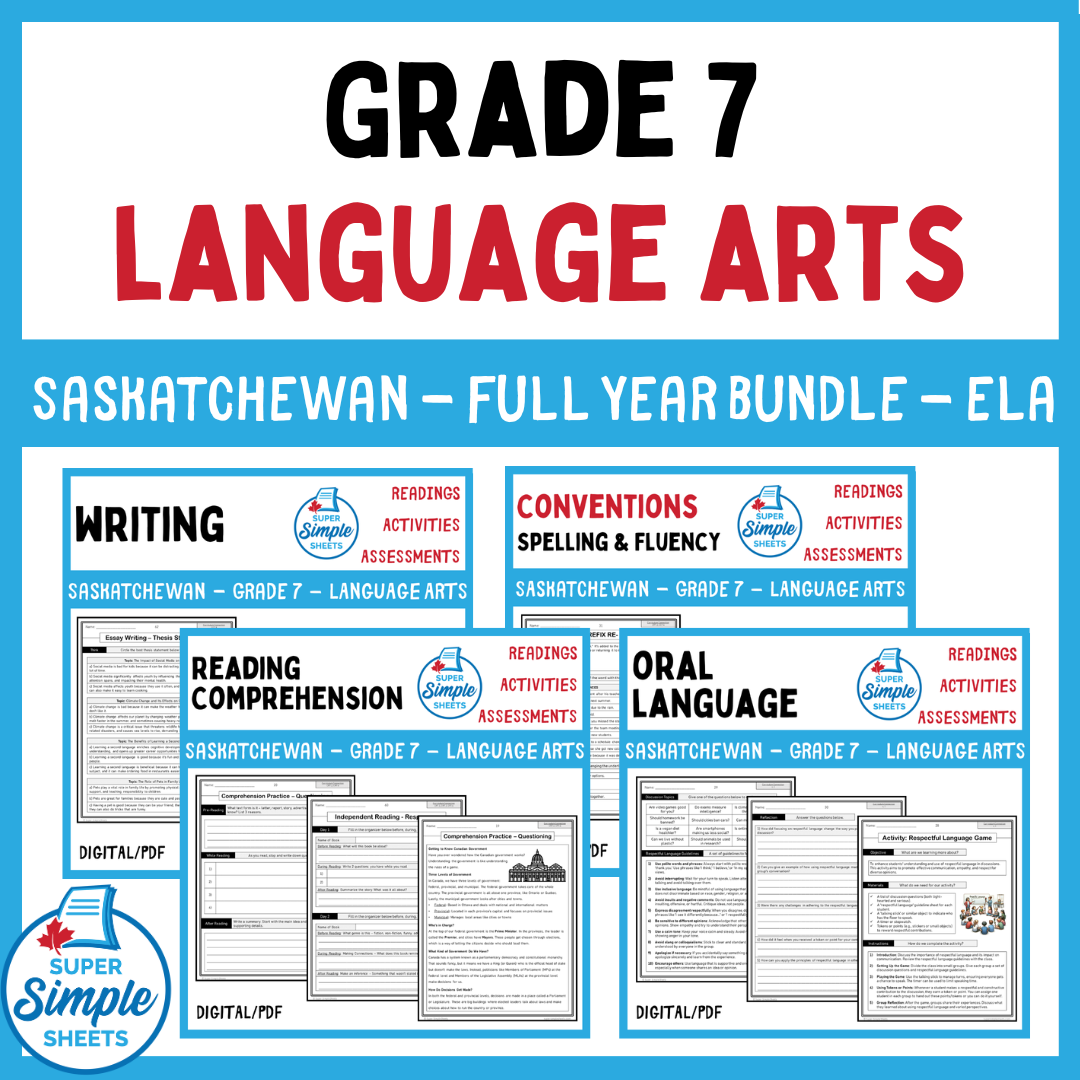 Saskatchewan – Tagged "Grade 7" – Super Simple Sheets