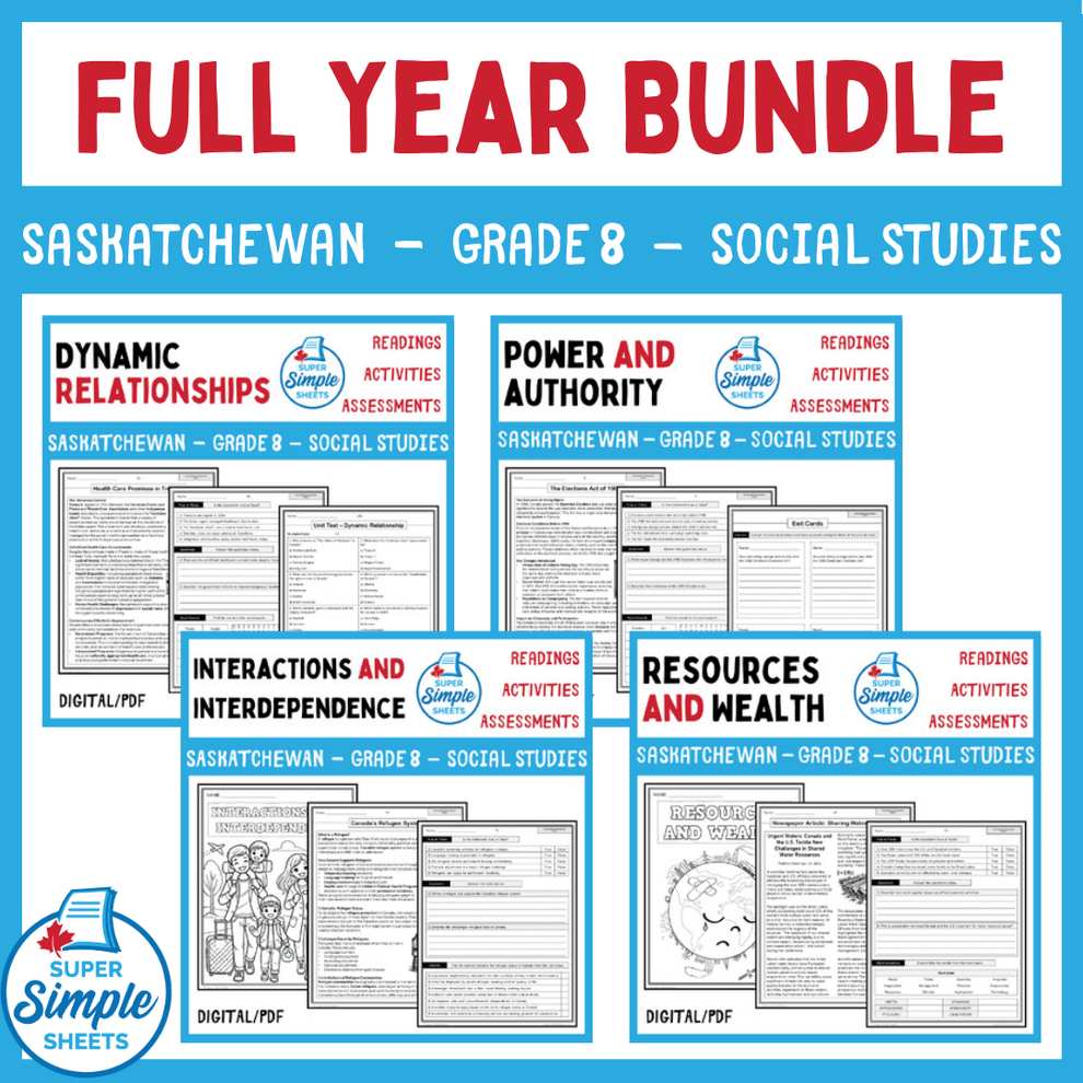 Saskatchewan - Grade 8 - Social Studies - FULL YEAR BUNDLE – Super ...