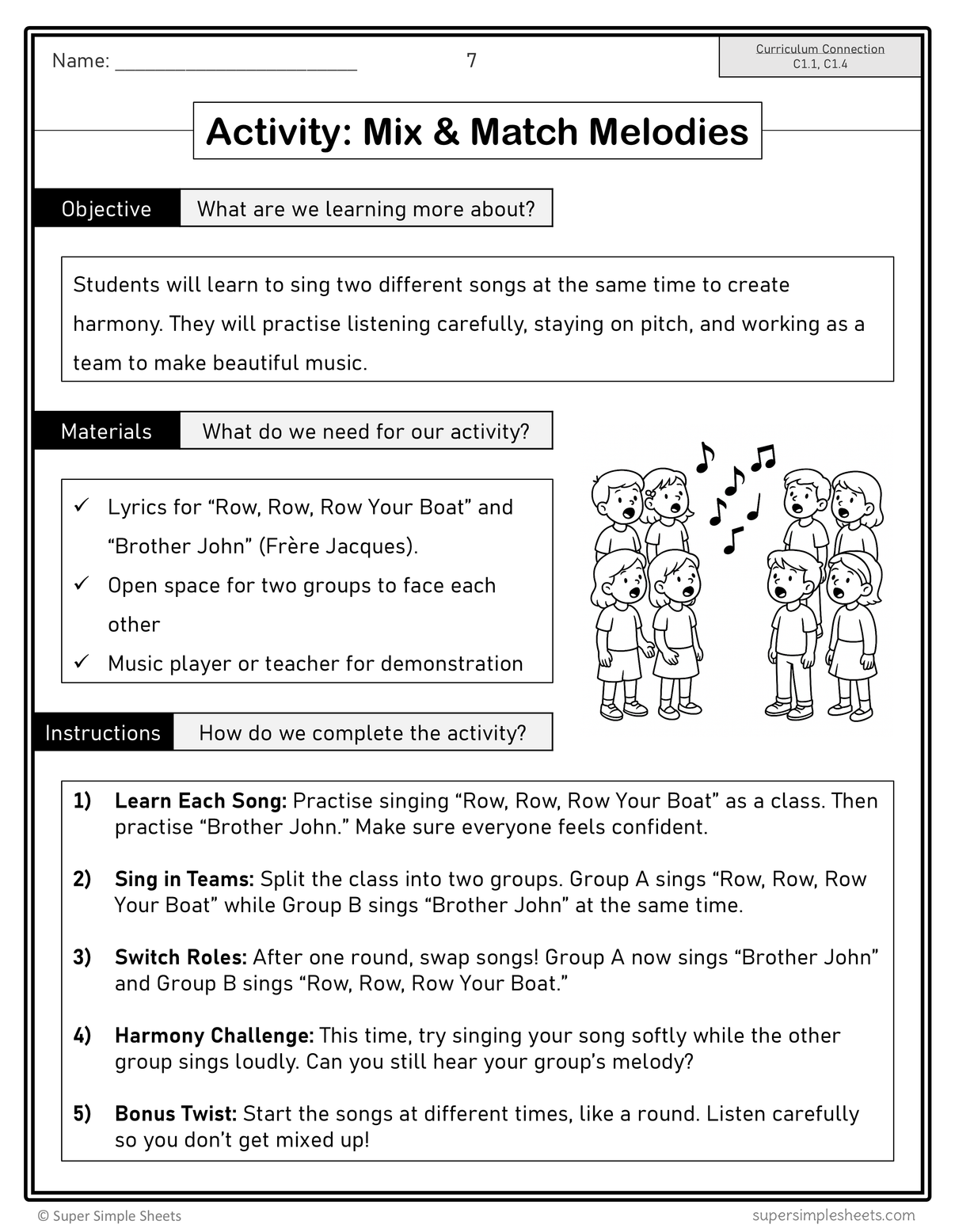 Grade 3 - Music Unit - Ontario Arts Curriculum – Super Simple Sheets