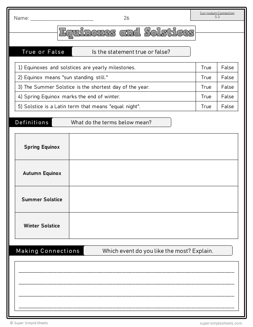 Science - Alberta Grade 5 - FULL YEAR BUNDLE – Super Simple Sheets