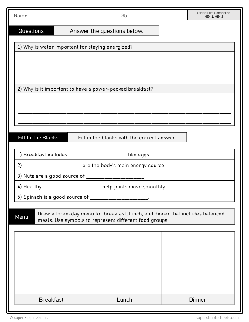 BC Health Curriculum - Grade 4 - FULL YEAR BUNDLE – Super Simple Sheets