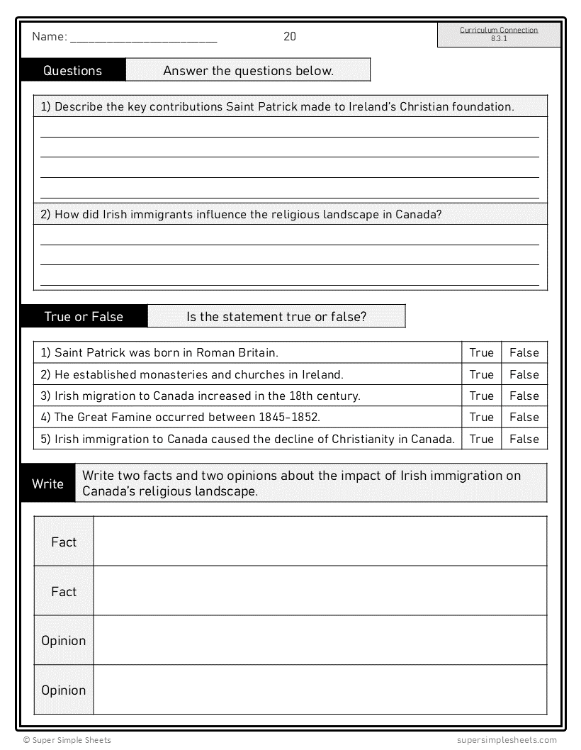 Manitoba - Grade 8 Social Studies - FULL YEAR BUNDLE – Super Simple Sheets