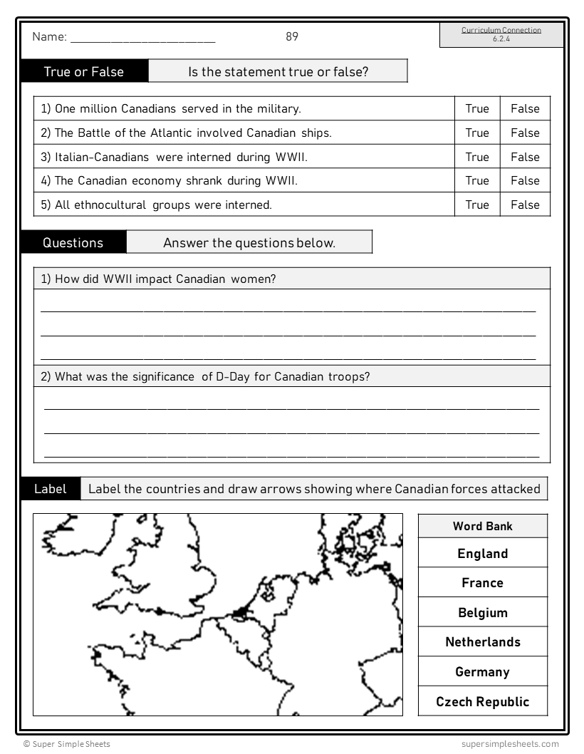 Manitoba Grade 6 Social Studies - FULL YEAR BUNDLE – Super Simple Sheets