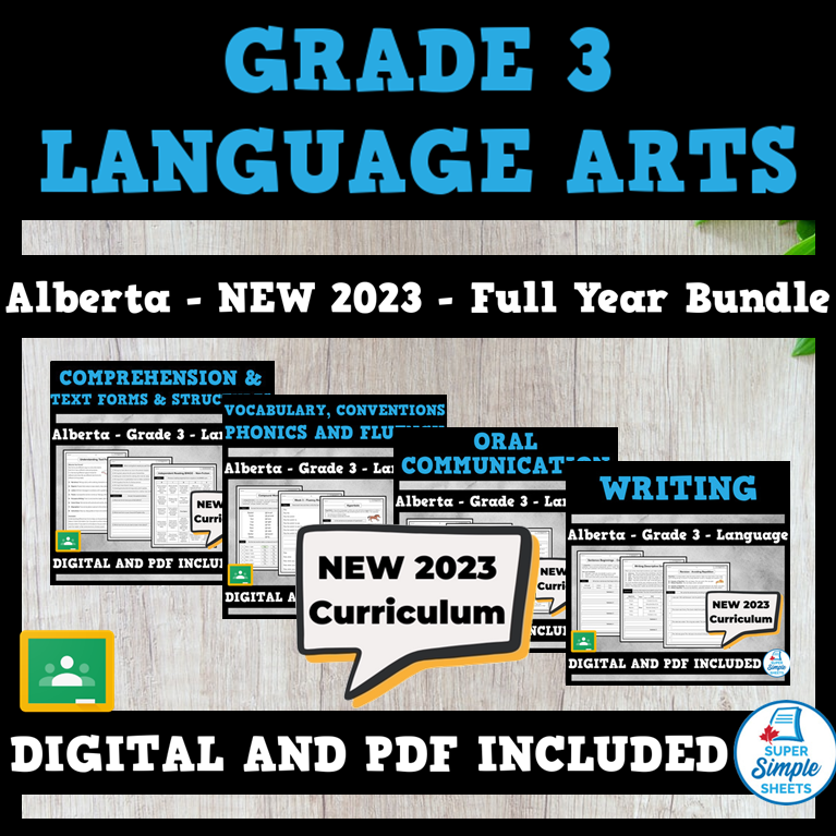 Alberta Grade 3 Language Arts ELA - FULL YEAR BUNDLE - NEW 2023 Curric ...