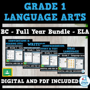 BC Grade 1 Language Arts ELA - FULL YEAR BUNDLE – Super Simple Sheets