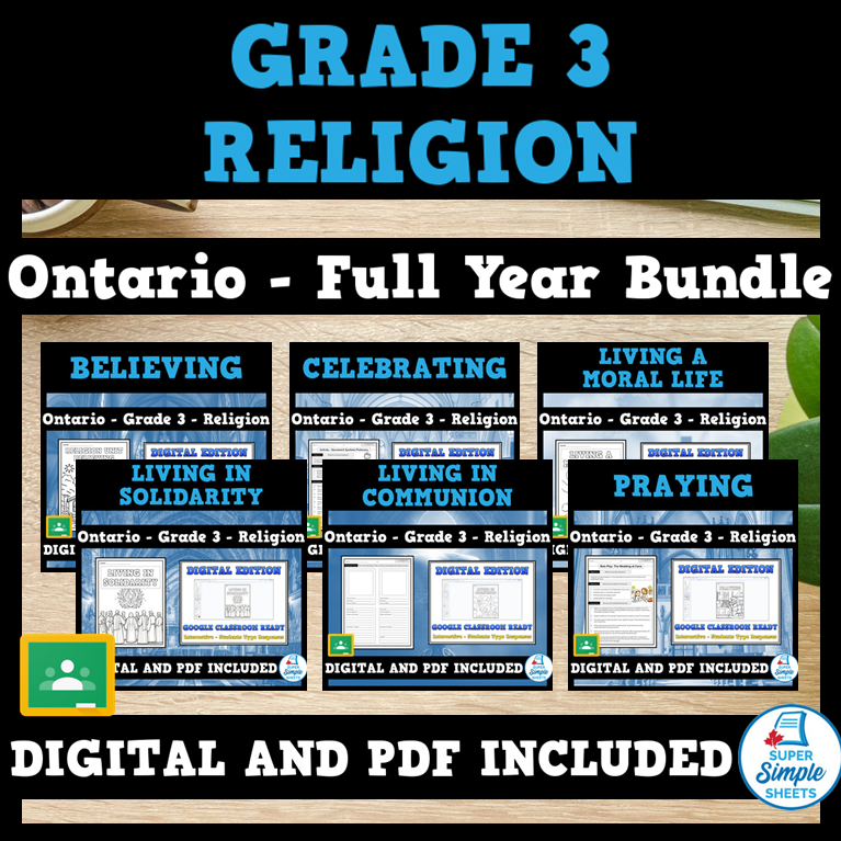 Ontario Catholic Religion - Grade 3 Full Year Bundle – Super Simple Sheets