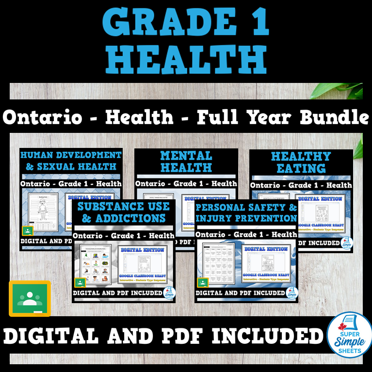 Ontario Grade 1 Health - Full Year Bundle – Super Simple Sheets