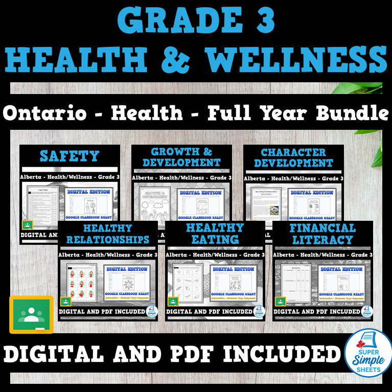 Alberta Grade 3 Health - Full Year Bundle – Super Simple Sheets