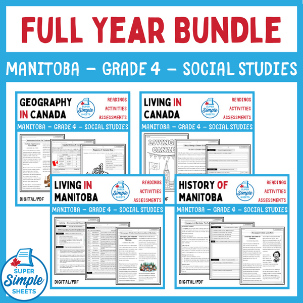 Manitoba - Grade 4 Social Studies - FULL YEAR BUNDLE – Super Simple Sheets