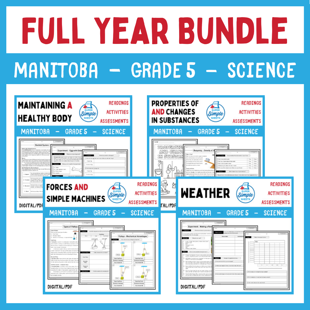 Science - Manitoba Grade 5 - Full Year Bundle - Clusters 1, 2, 3, 4 ...