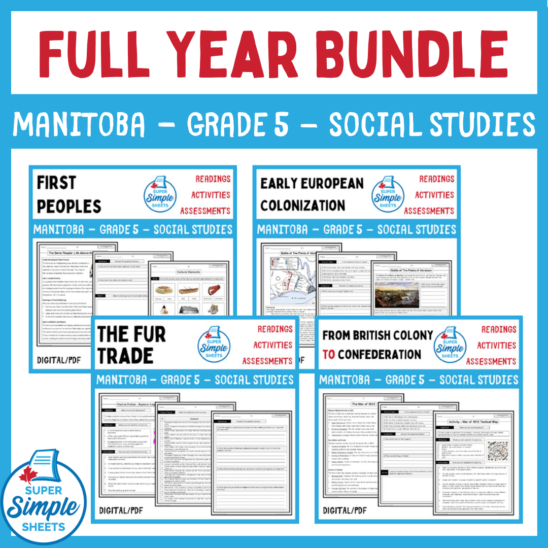 Manitoba Social Studies Unit - Grade 5 - Full Year Bundle – Super ...