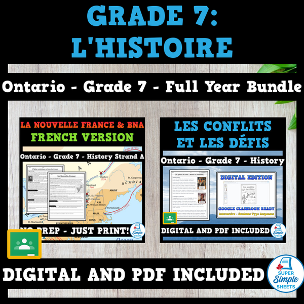 French - Ontario Grade 7 Social Studies - History - FULL YEAR BUNDLE ...