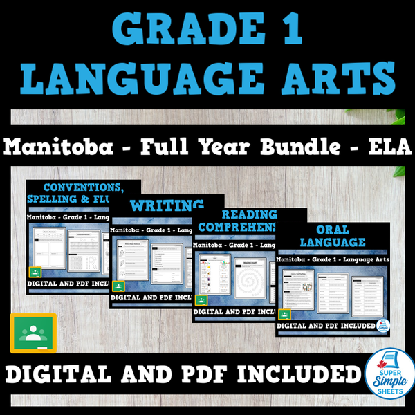 Manitoba Grade 1 Language Arts ELA - FULL YEAR BUNDLE – Super Simple Sheets